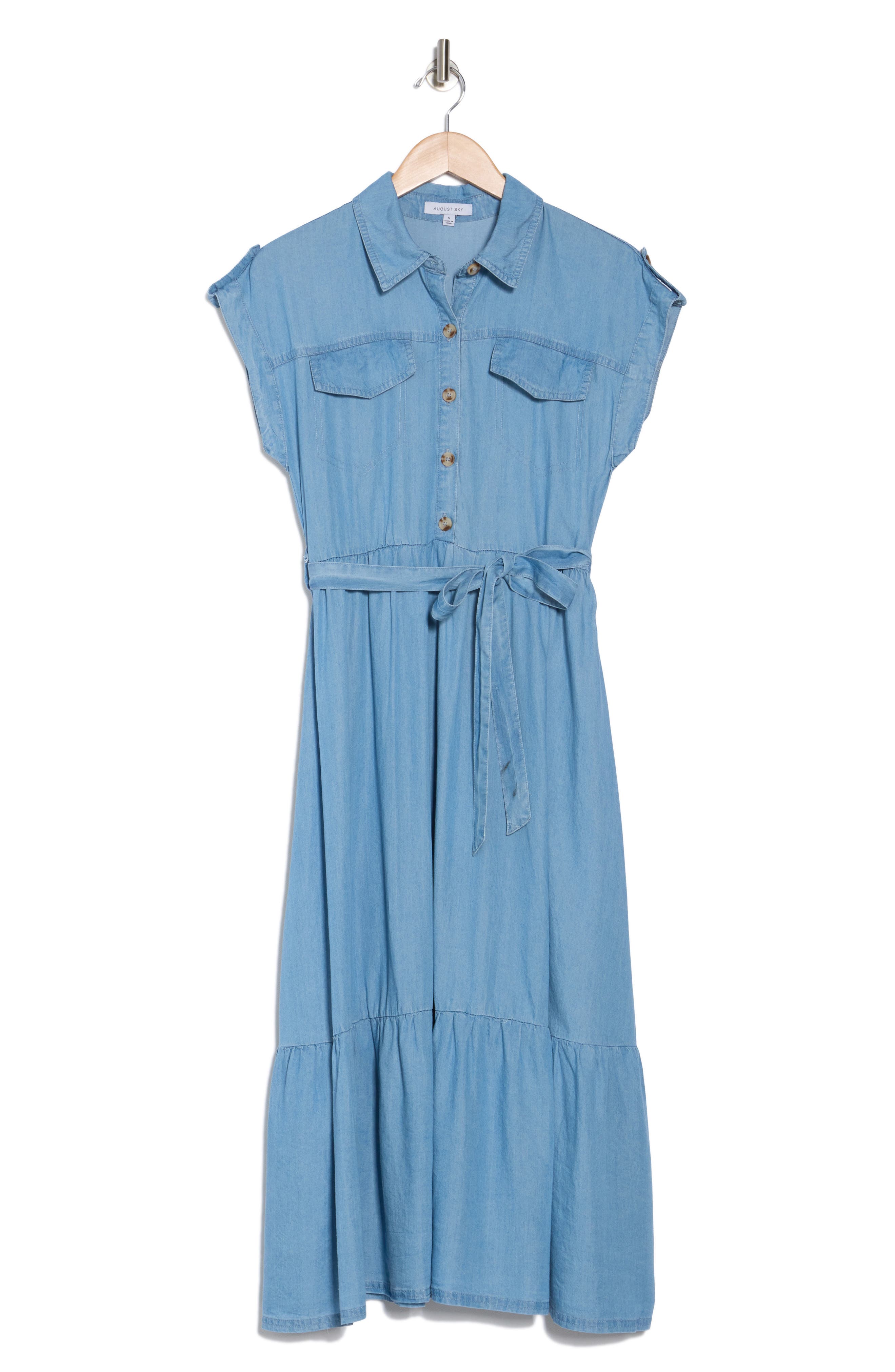 AUGUST SKY Chambray Shirtdress | Nordstromrack