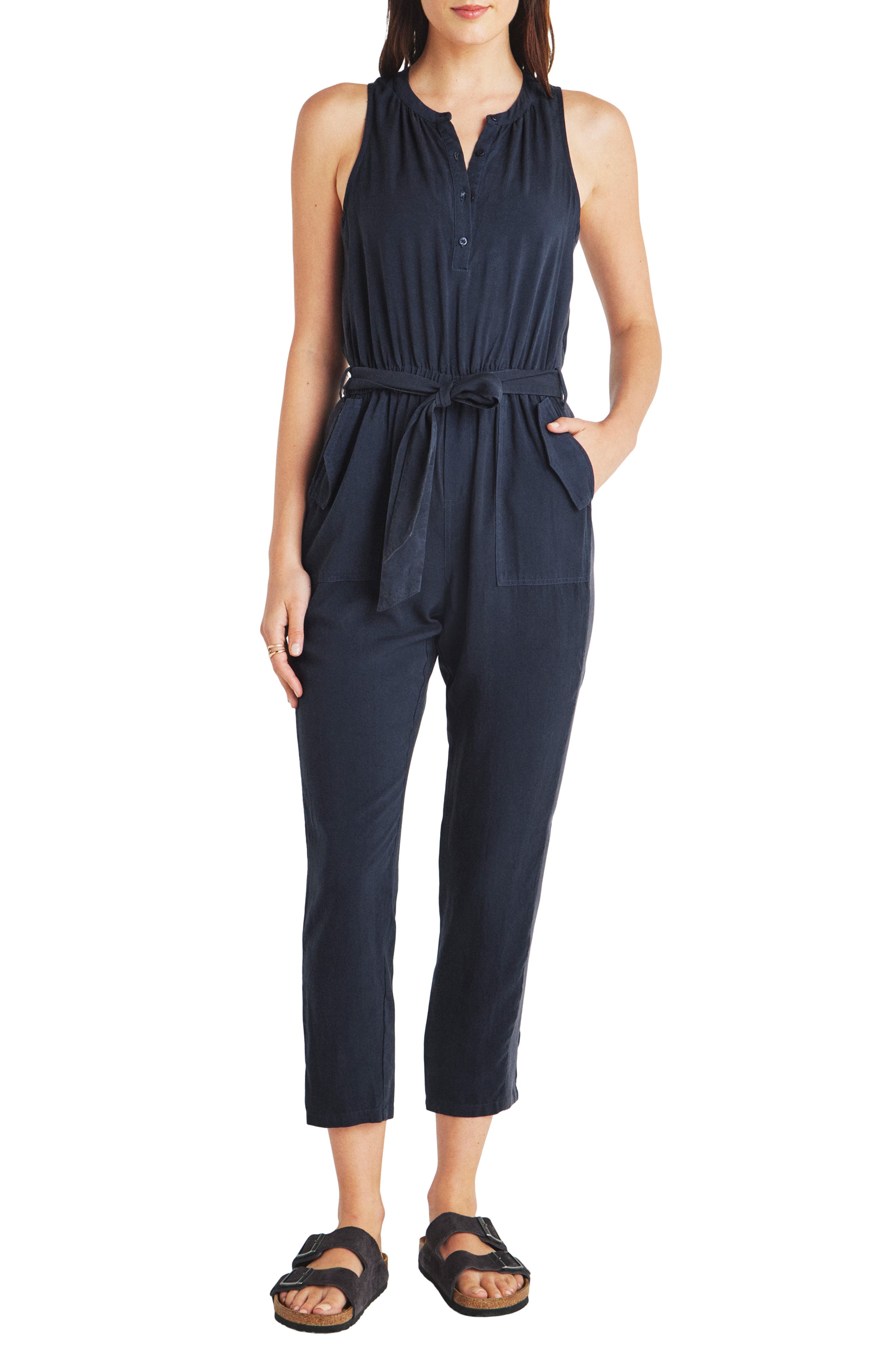 Splendid Colette Sleeveless Tie Waist Crop Jumpsuit | Nordstromrack