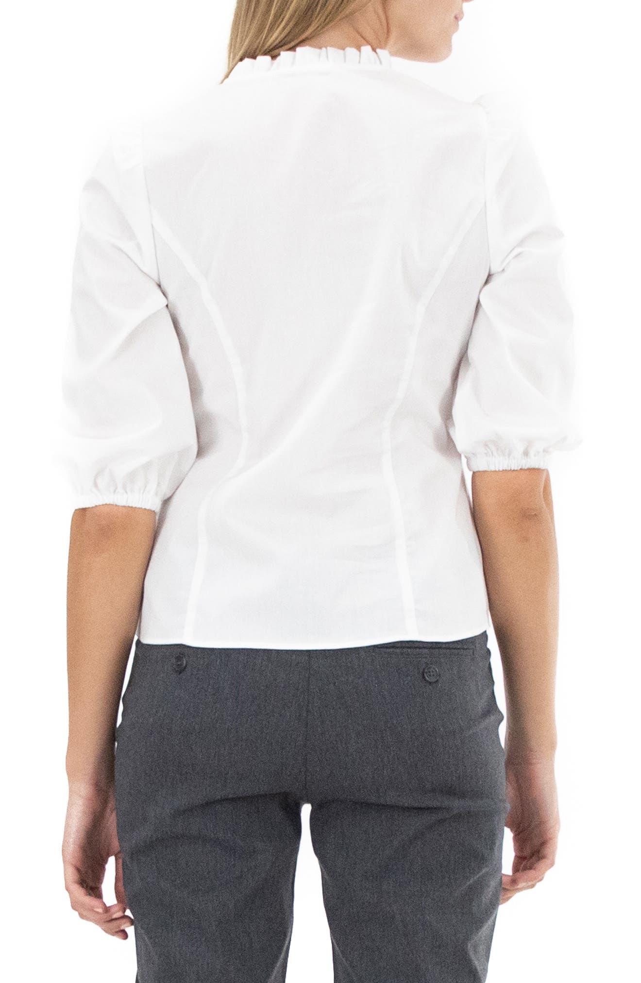 Nanette Lepore Ruffle Split Neck Puff Sleeve Blouse | Nordstromrack