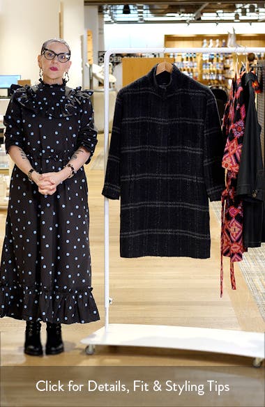 Eileen Fisher Plaid Stand Collar Alpaca & Wool Blend Coat | Nordstrom