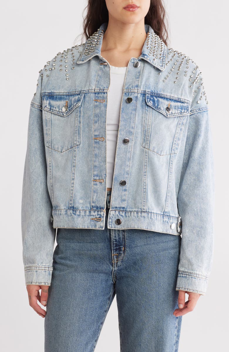 Vigoss Top Crystal Embellishment Denim Jacket | Nordstromrack