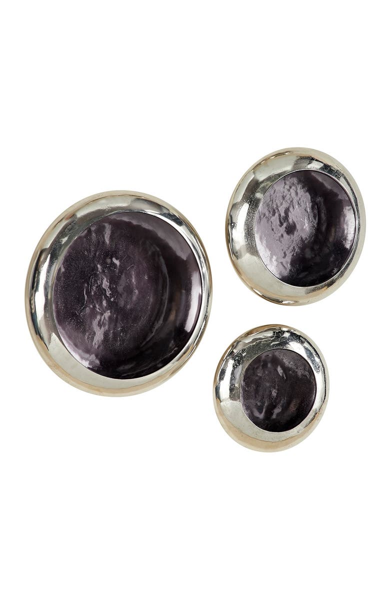 WILLOW ROW Metallic Silver and Gunmetal Round Metal Plate Wall Decor ...