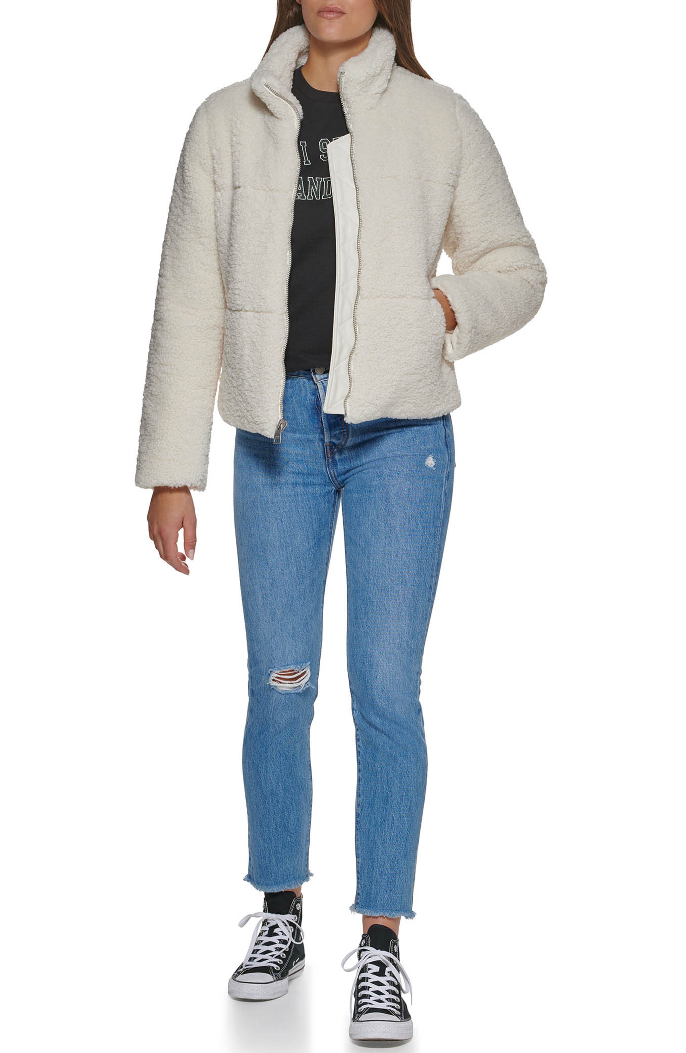 Levi's® Women's Stand Collar Quilted Water Resistant High Pile Fleece ...