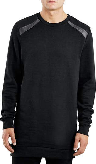 Topman Shoulder Panel Longline Crewneck Sweatshirt | Nordstrom