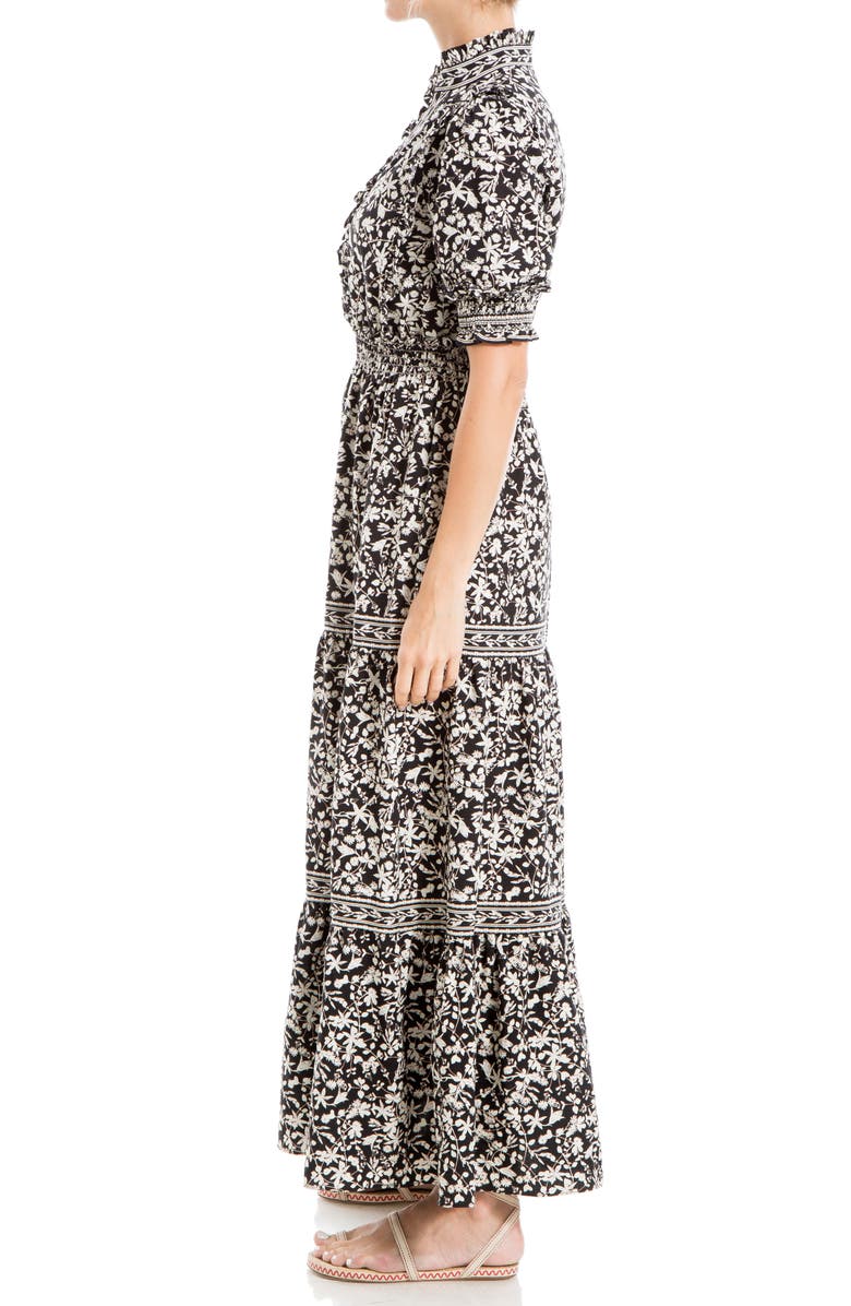 MAX STUDIO Floral Short Sleeve Tiered Maxi Dress | Nordstromrack