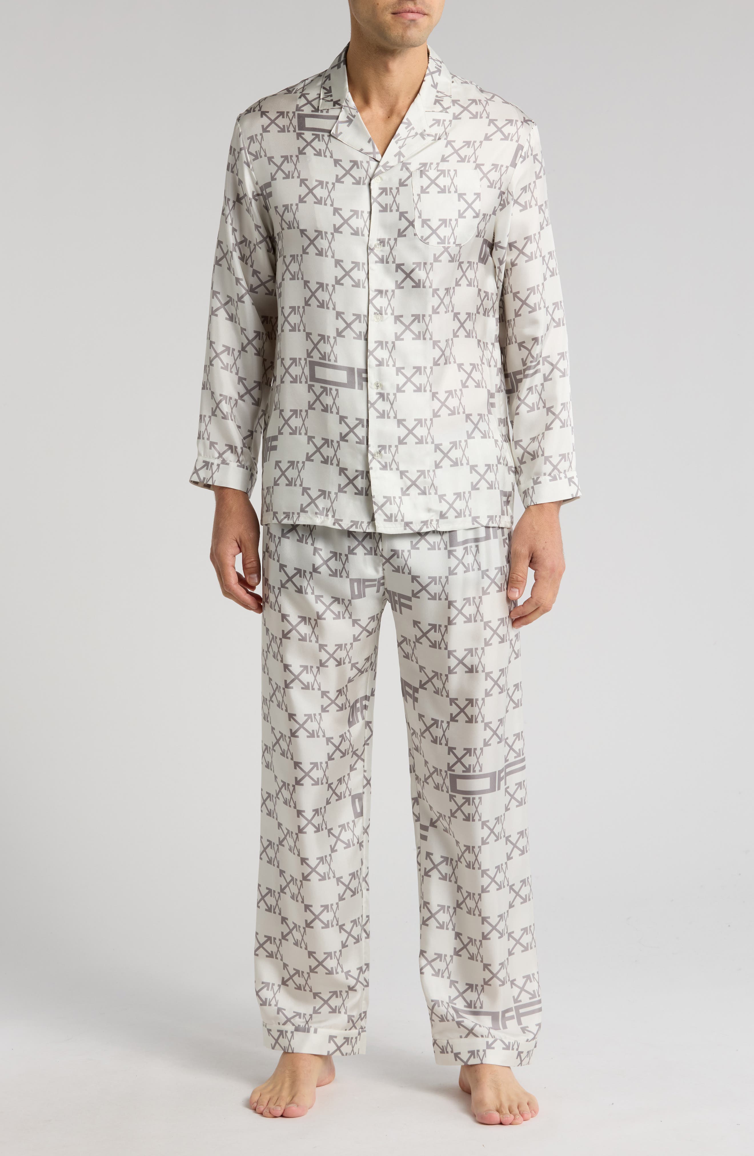 Off-White Arrow Print Silk Pajamas | Nordstromrack