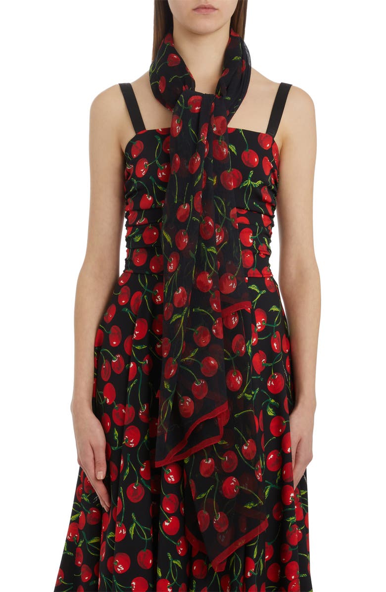 Dolce&Gabbana Cherry Print Silk Gauze Scarf | Nordstrom