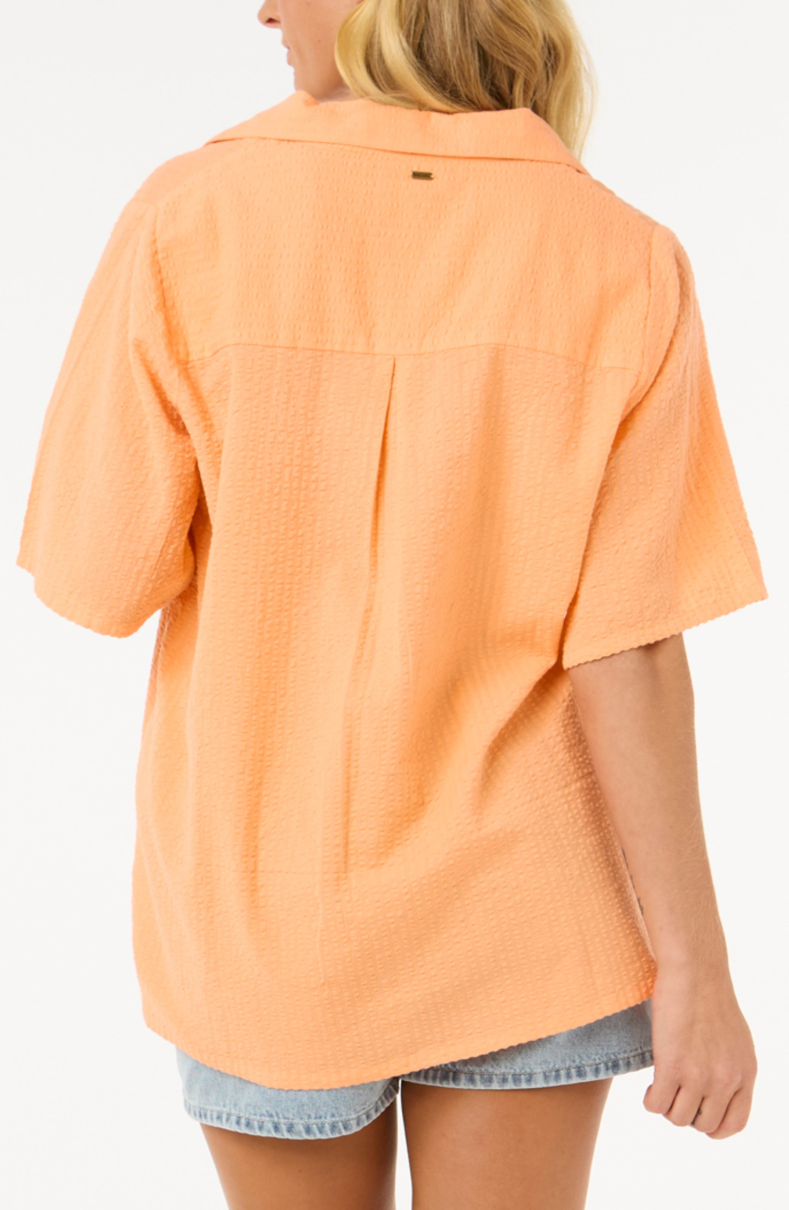 Rip Curl Cala Cadella Textured Seersucker Camp Shirt | Nordstrom