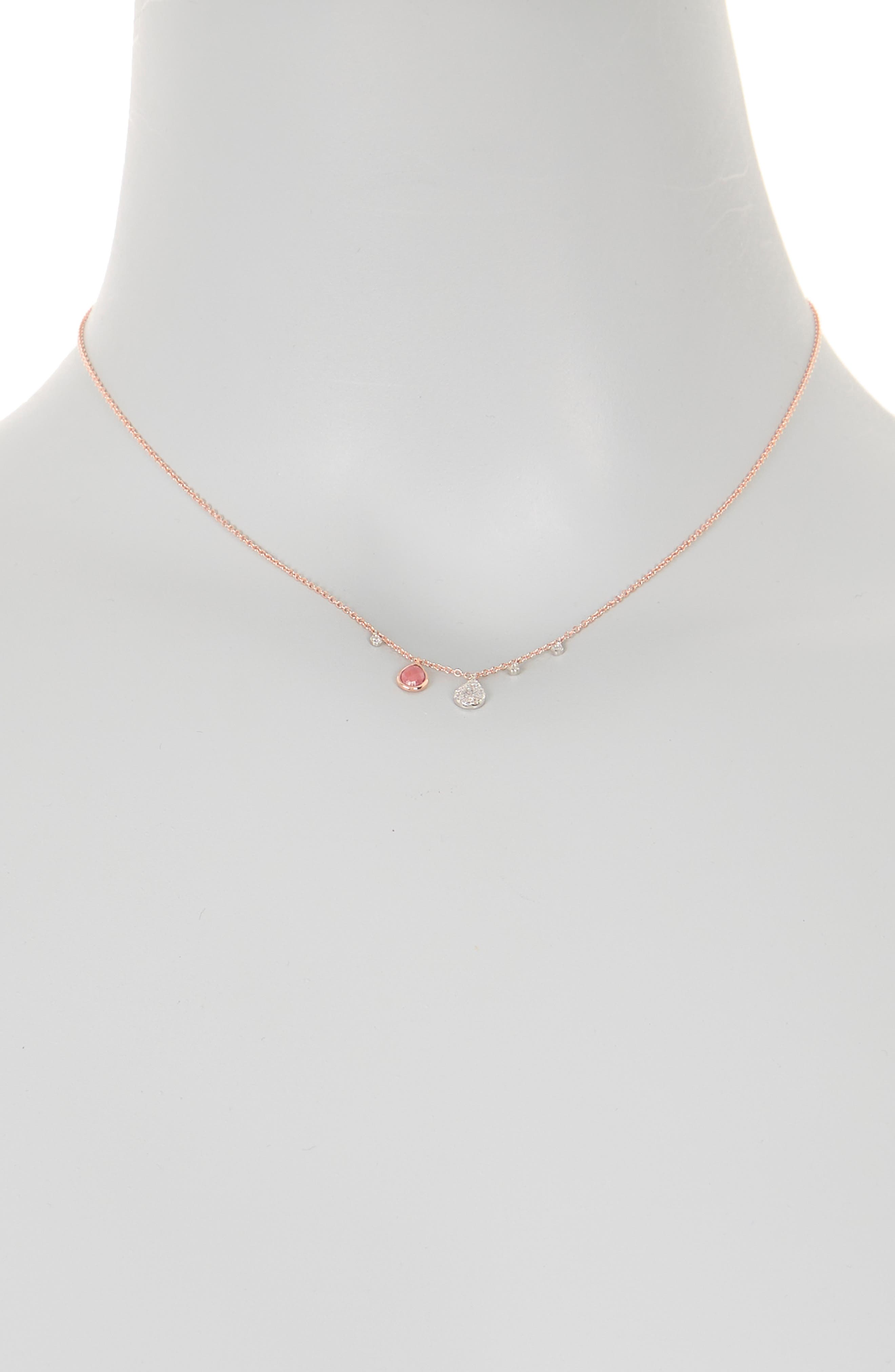 Meira T 14K Rose Gold Rhodonite & Pavé Diamond Necklace | Nordstromrack