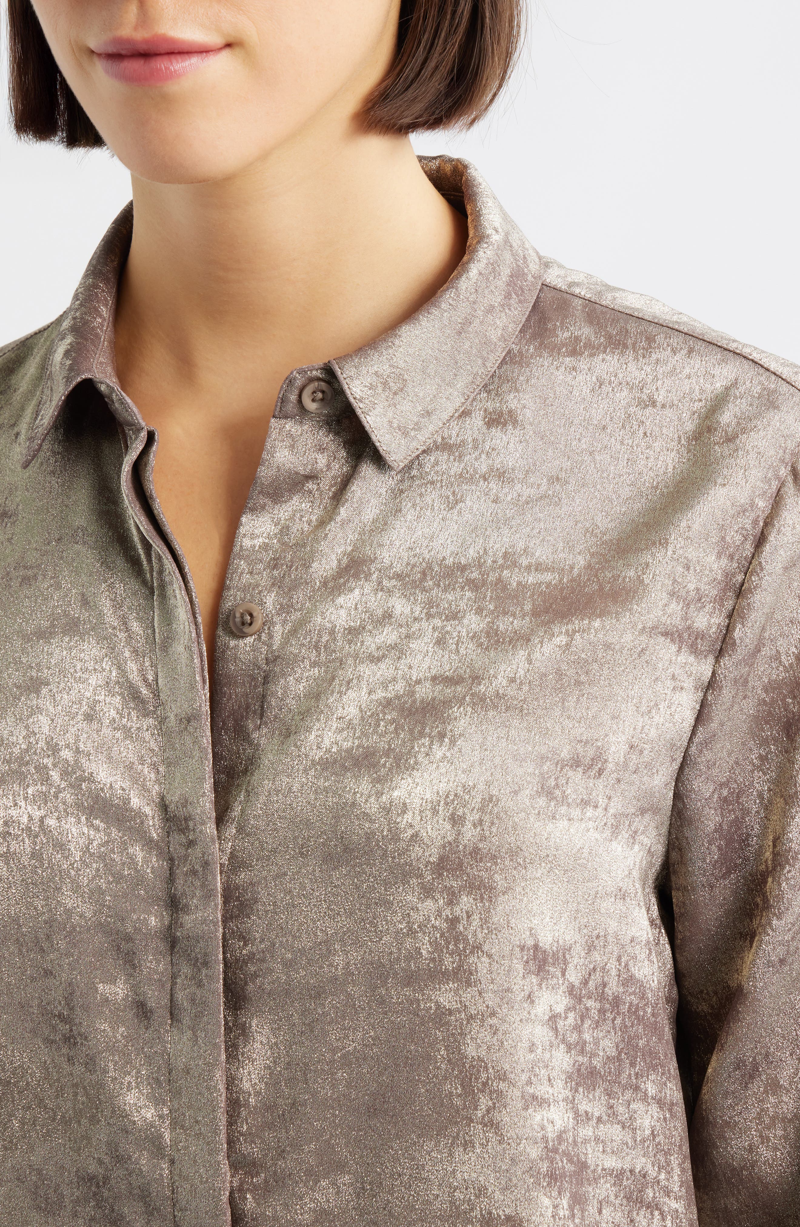 Cloth & Stone Hidden Placket Velvet Button-Up Blouse | Nordstromrack