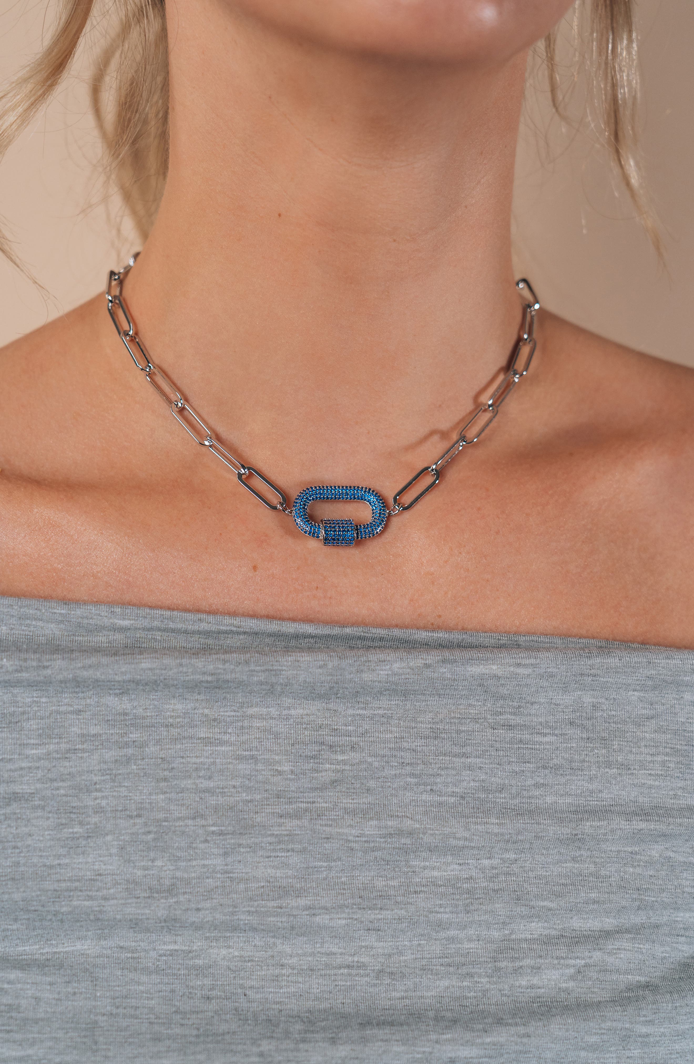 Sterling Forever Pavé CZ Carabiner Lock Pendant Necklace | Nordstromrack