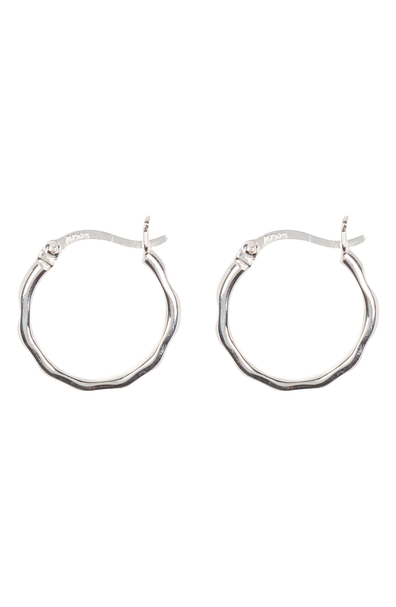 Argento Vivo Sterling Silver Sterling Silver Ripple Texture Hoop ...