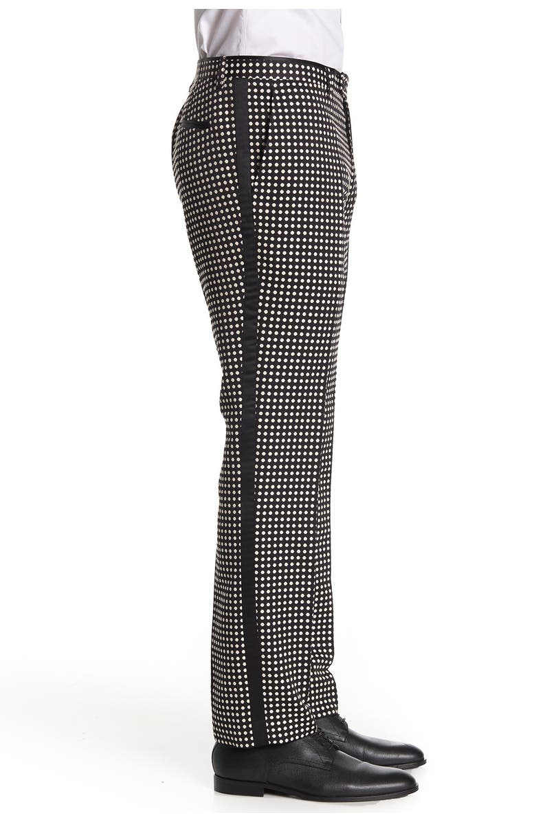 PAISLEY AND GRAY Black White Polka Dot One Button Shawl Lapel Slim Fit ...