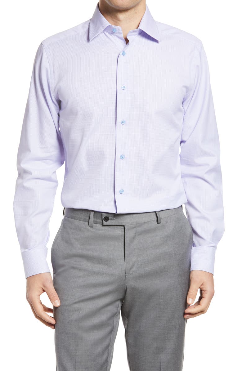 David Donahue Trim Fit Mini Houndstooth Dress Shirt | Nordstrom