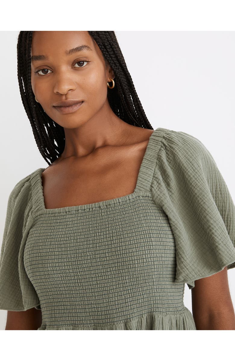 Madewell Lightspun Lucie Smocked Tie Back Minidress | Nordstrom