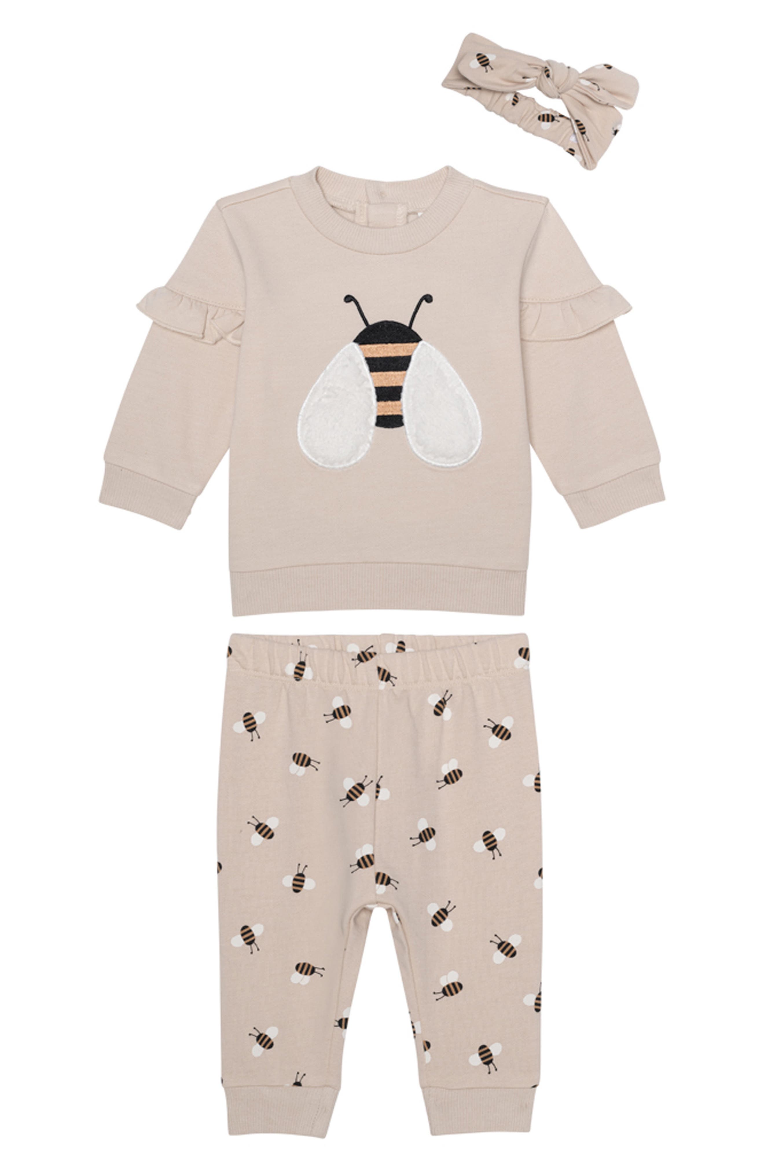 PL Baby by Petit Lem Sweatshirt, Joggers, & Headband Set | Nordstromrack