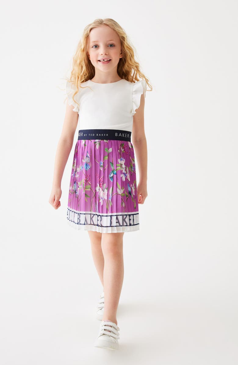 Baker by Ted Baker Kids' Floral Mixed Media Dress | Nordstromrack