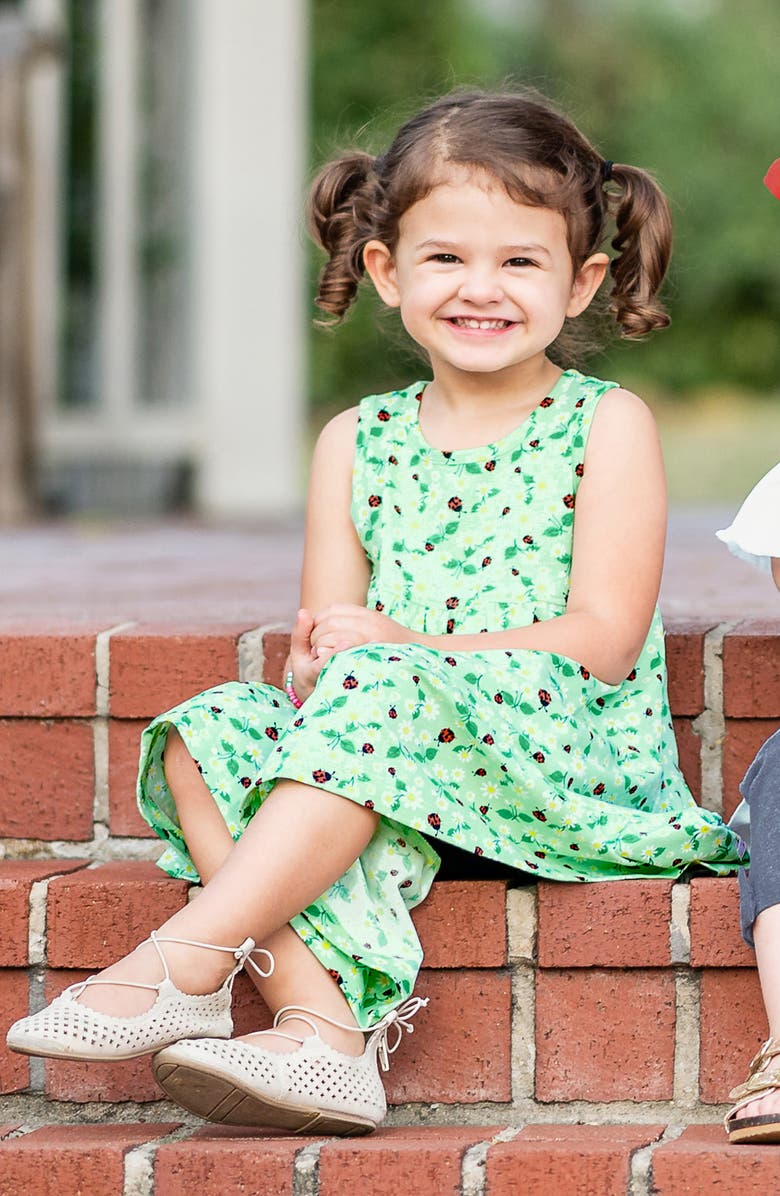 RuffleButts Daisies & Ladybugs Tiered Dress & Bow Head Wrap Set | Nordstrom