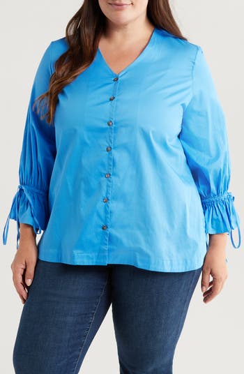 HARSHMAN Moana V-Neck Button-Up Shirt | Nordstrom