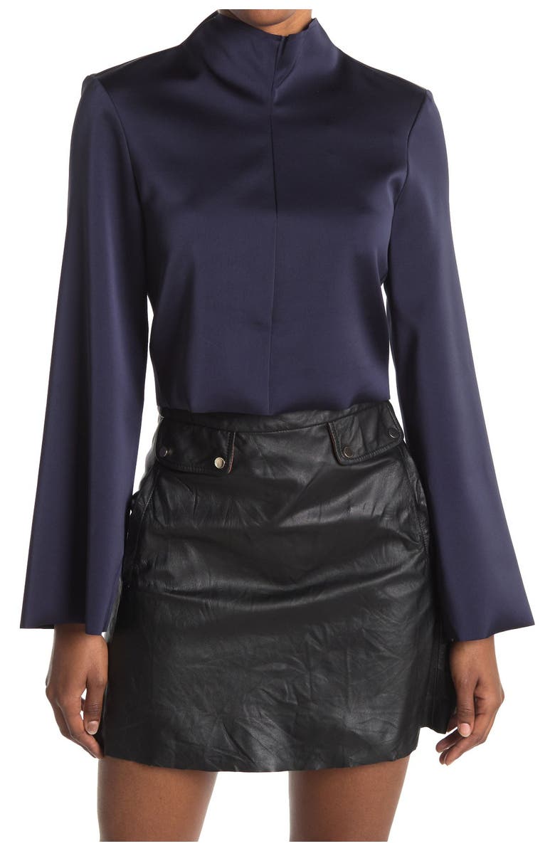 Tibi Bonded Satin Funnel Neck Cropped Top | Nordstromrack