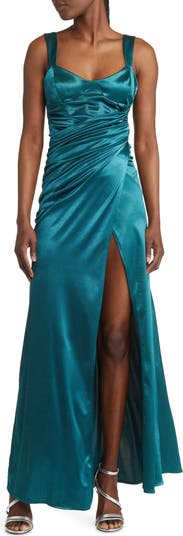 ASOS DESIGN High Slit Satin Cocktail Dress | Nordstromrack