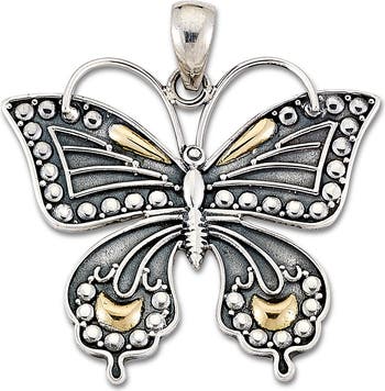 SAMUEL B. Sterling Silver & 18K Gold Beaded Butterfly Pendant ...
