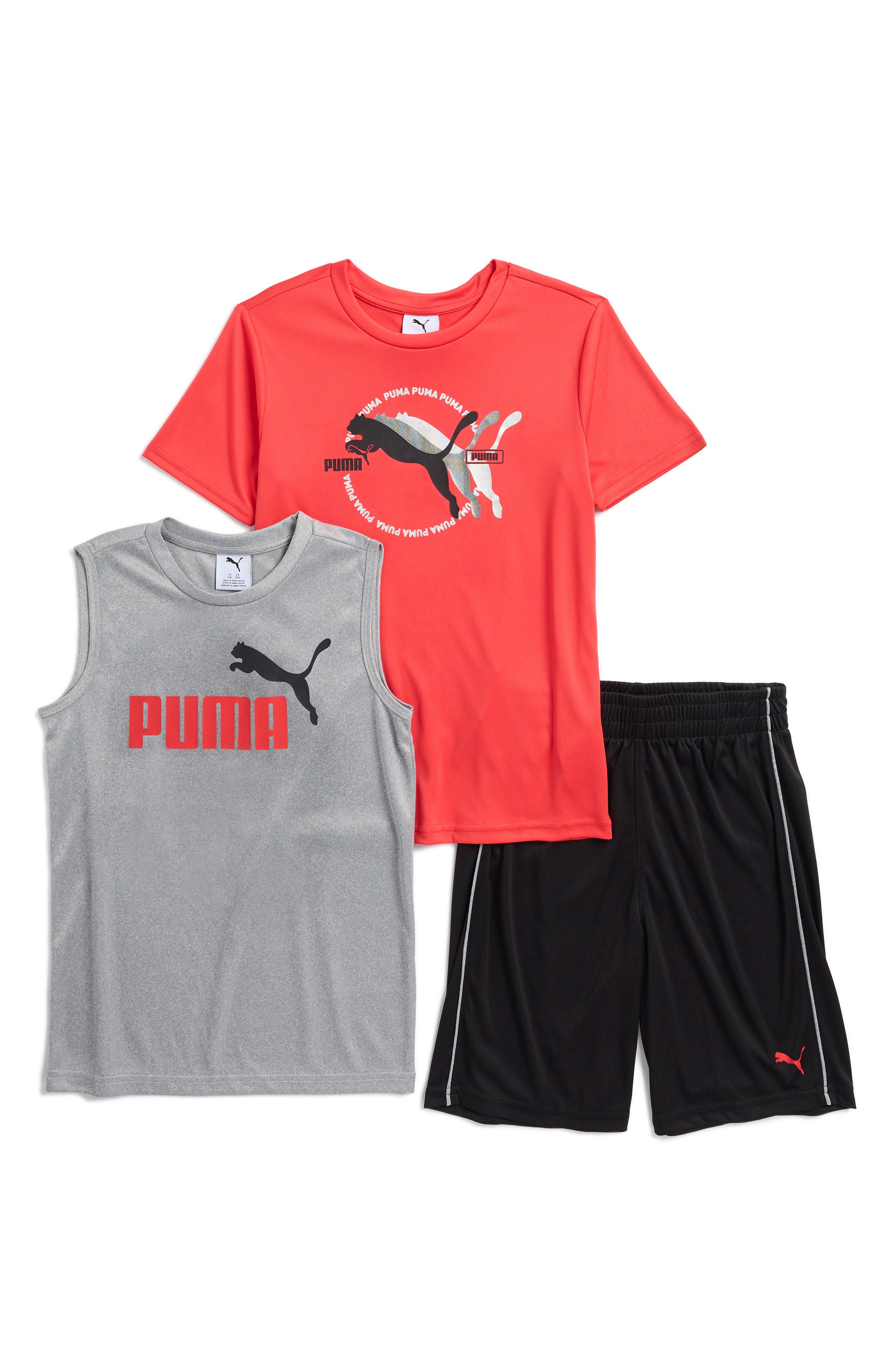 PUMA Kids' 3-Piece Mix & Match Muscle Tank, T-Shirt & Shorts Set ...