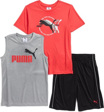 PUMA Kids' 3-Piece Mix & Match Muscle Tank, T-Shirt & Shorts Set ...