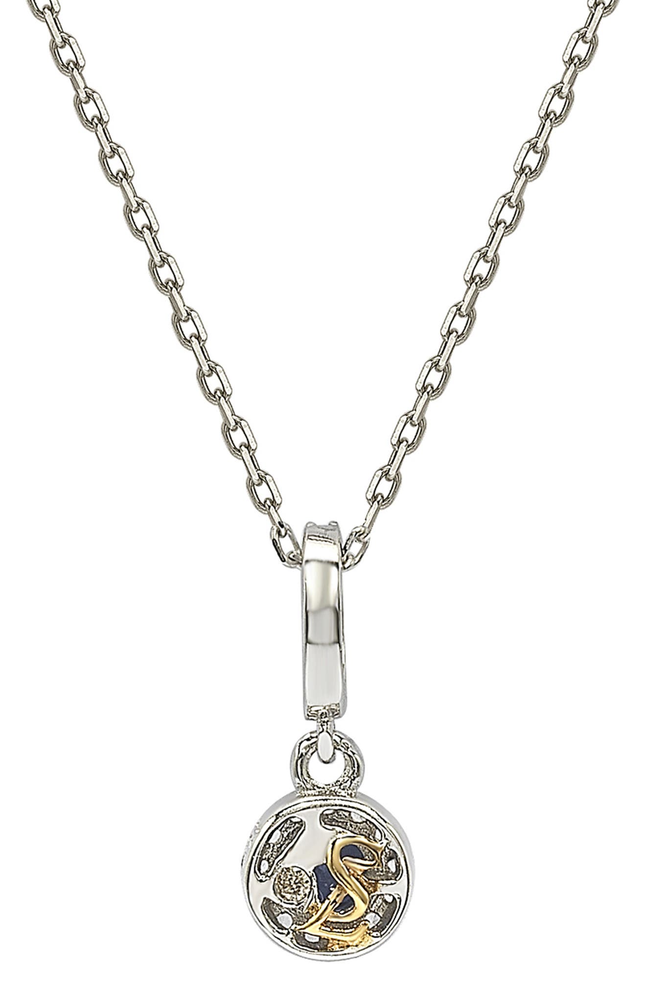SUZY LEVIAN Blue Sapphire & Diamond Halo Pendant Necklace | Nordstromrack