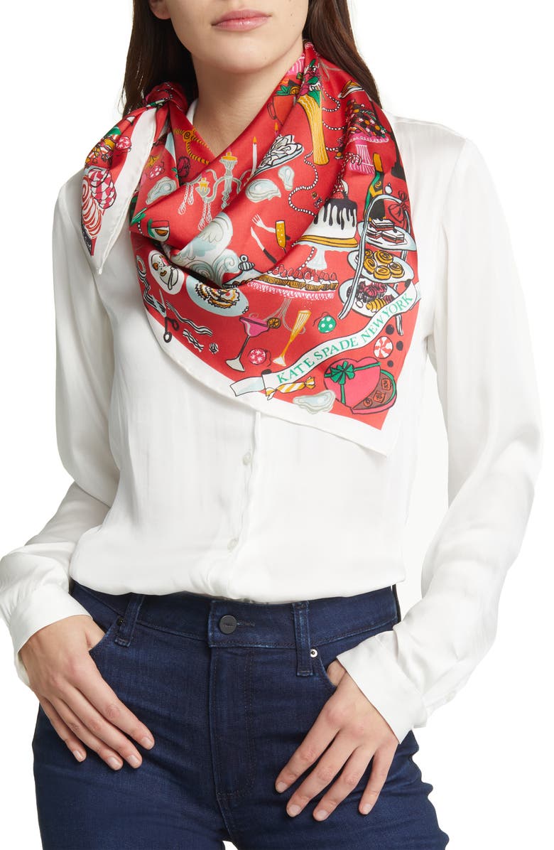 Kate Spade New York party table square silk scarf | Nordstrom