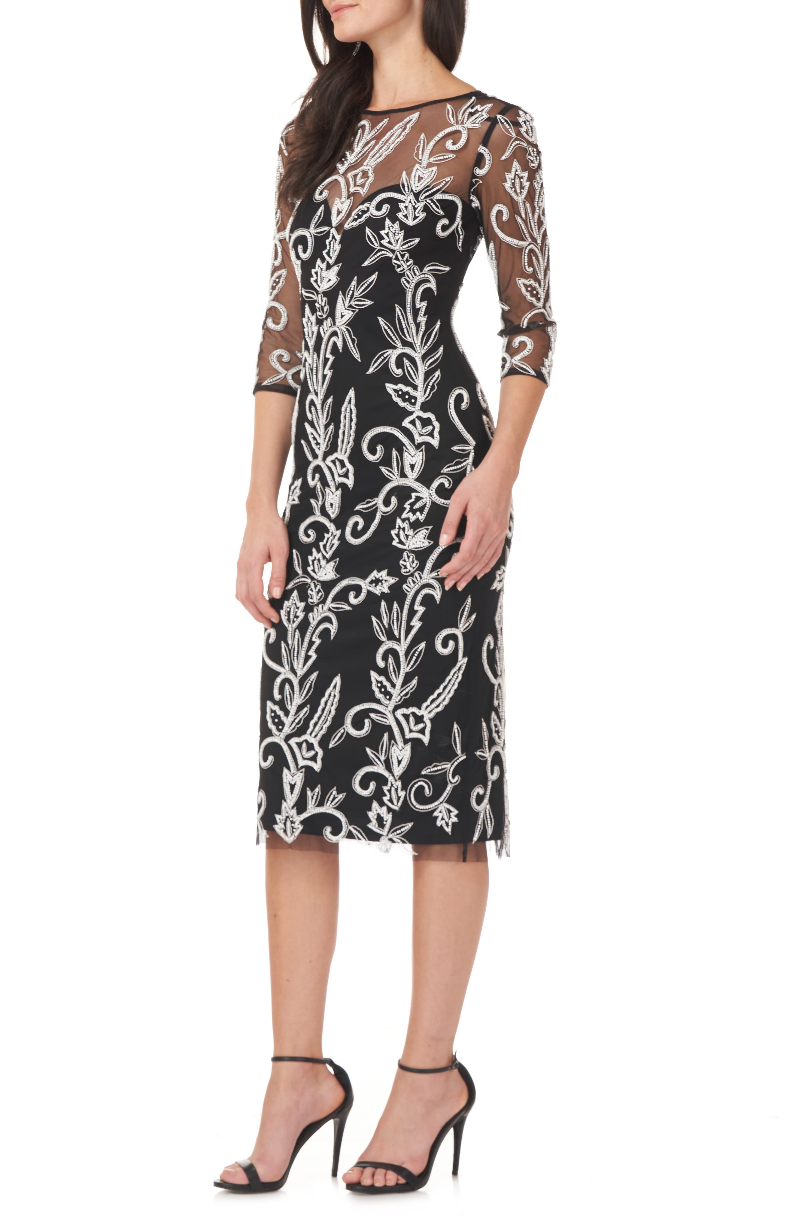 JS Collections Beaded Midi Cocktail Dress | Nordstrom