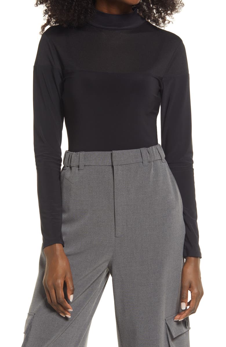 Open Edit Mesh Detail Mock Neck Top | Nordstromrack