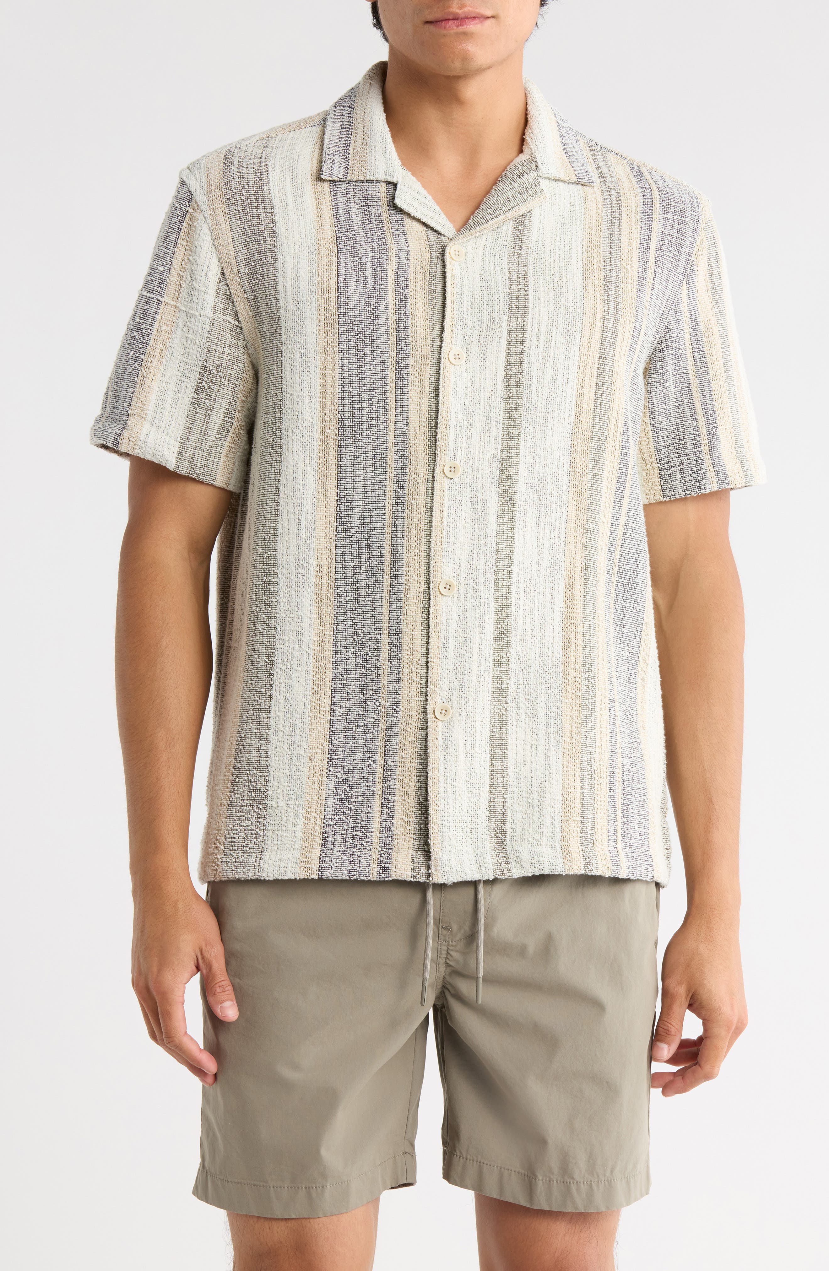 Cactus Man Relaxed Fit Stripe Textured Camp Shirt | Nordstromrack