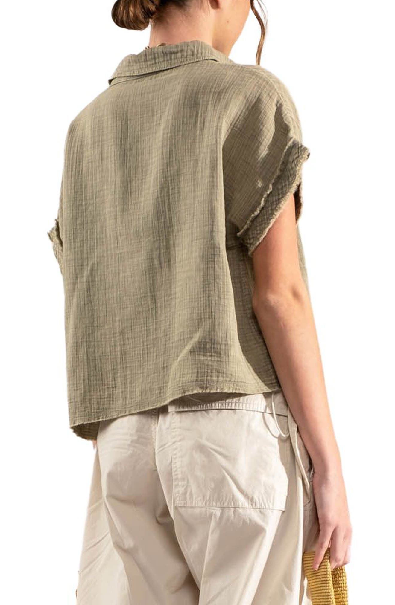 Blu Pepper Short Sleeve Cotton Button Front Top | Nordstromrack