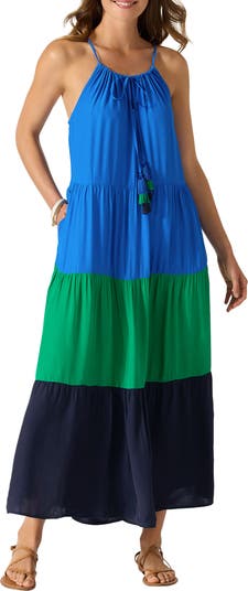 Tommy Bahama Colorblock Tiered Midi Sundress | Nordstrom