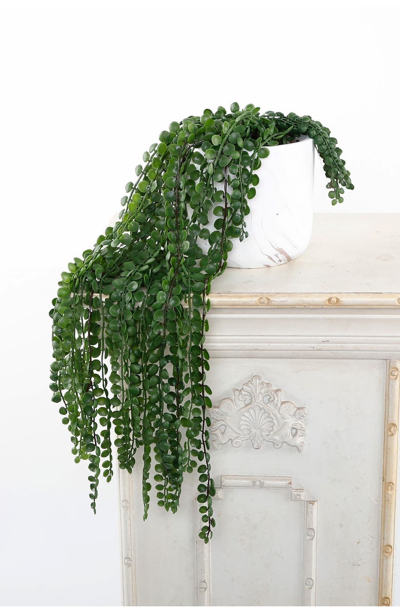 FLORA BUNDA 17.5" String of Peas in 4.75" Marble Gold Finish Cement Pot ...
