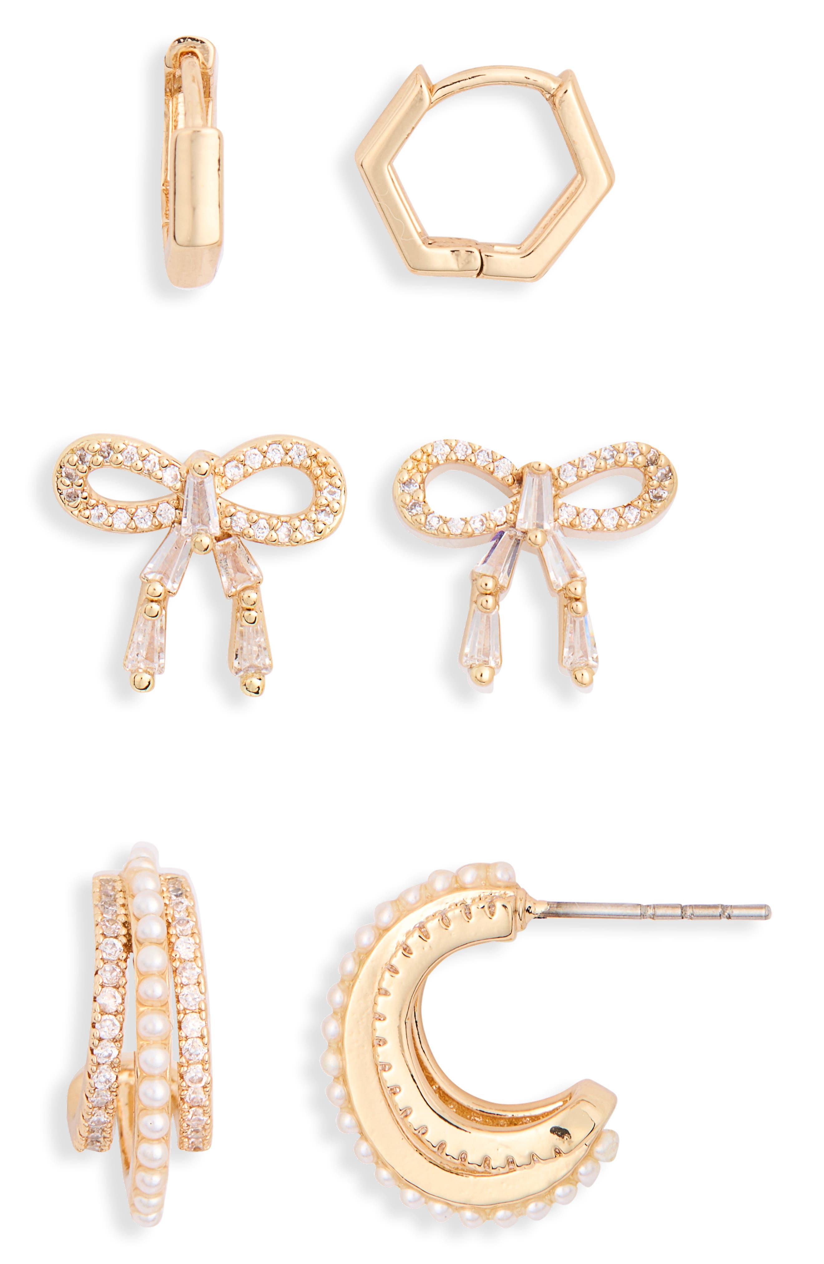 Leith Set of 3 Assorted Stud & Huggie Hoop Earrings | Nordstromrack