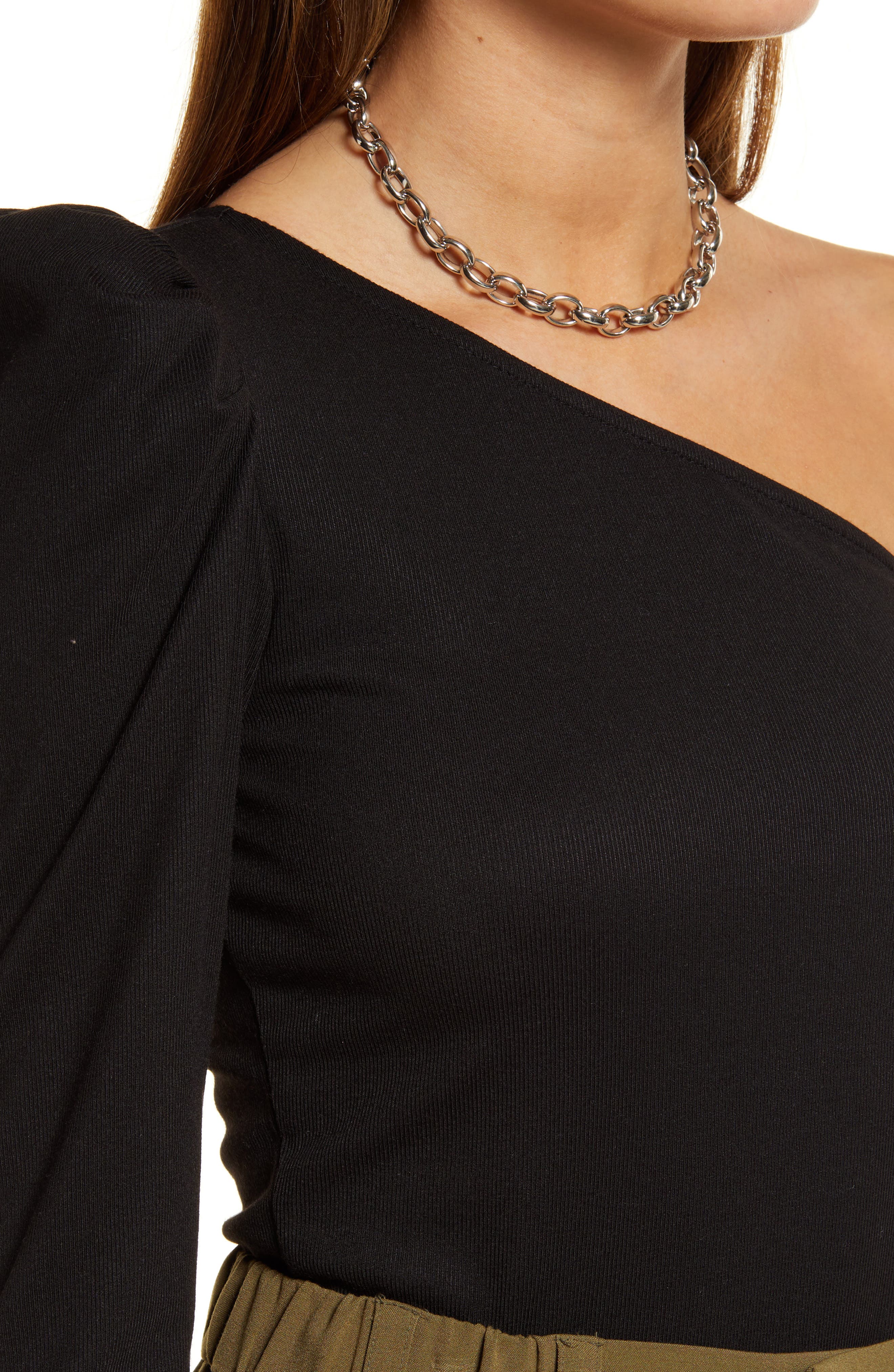 Open Edit One-Shoulder Puff Sleeve Top | Nordstrom
