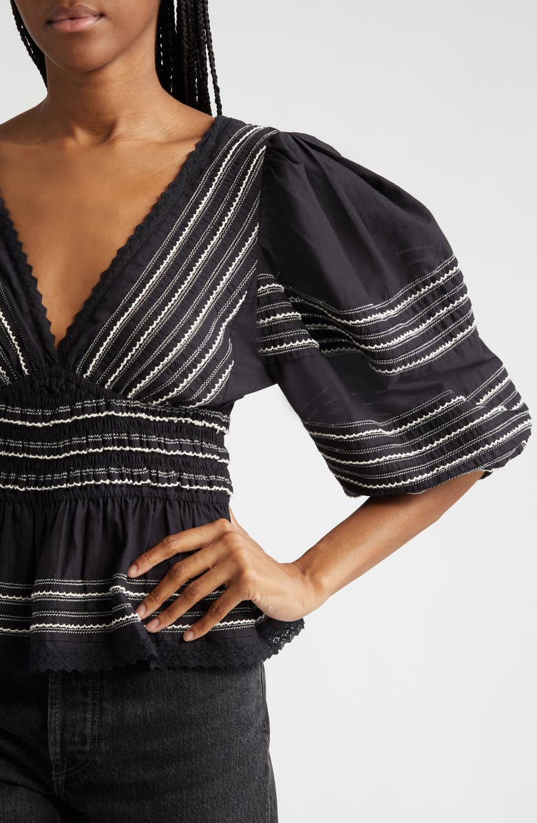 Sea Mable Puff Sleeve Cotton Peplum Top | Nordstrom