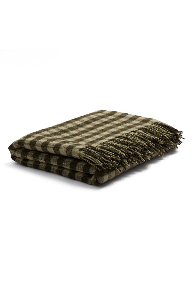 PIGLET IN BED Gingham Merino Wool Blanket | Nordstrom