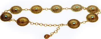 Linea Pelle Turquoise Stone Western Chain Concho Belt | Nordstromrack