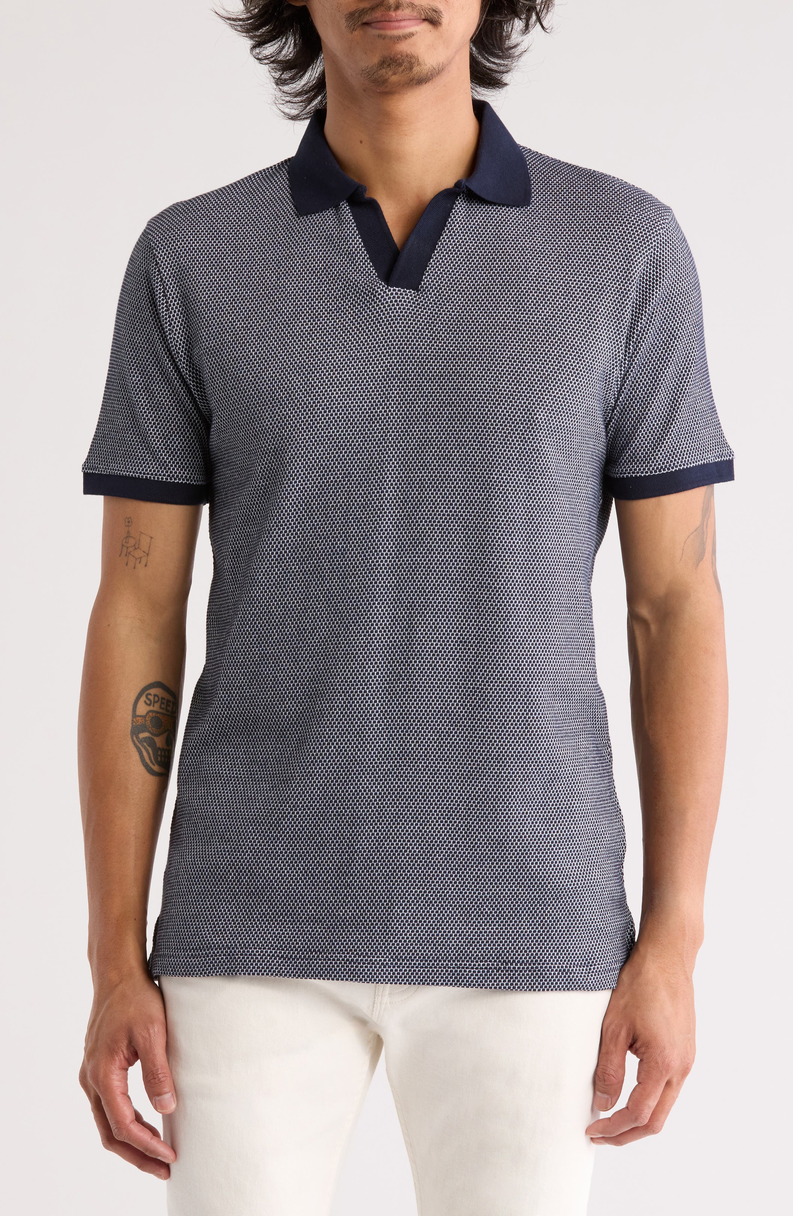 DENIM AND FLOWER Textured Polo | Nordstromrack