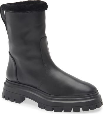 Stuart Weitzman Bedford Chill Genuine Shearling Lined Moto Bootie ...