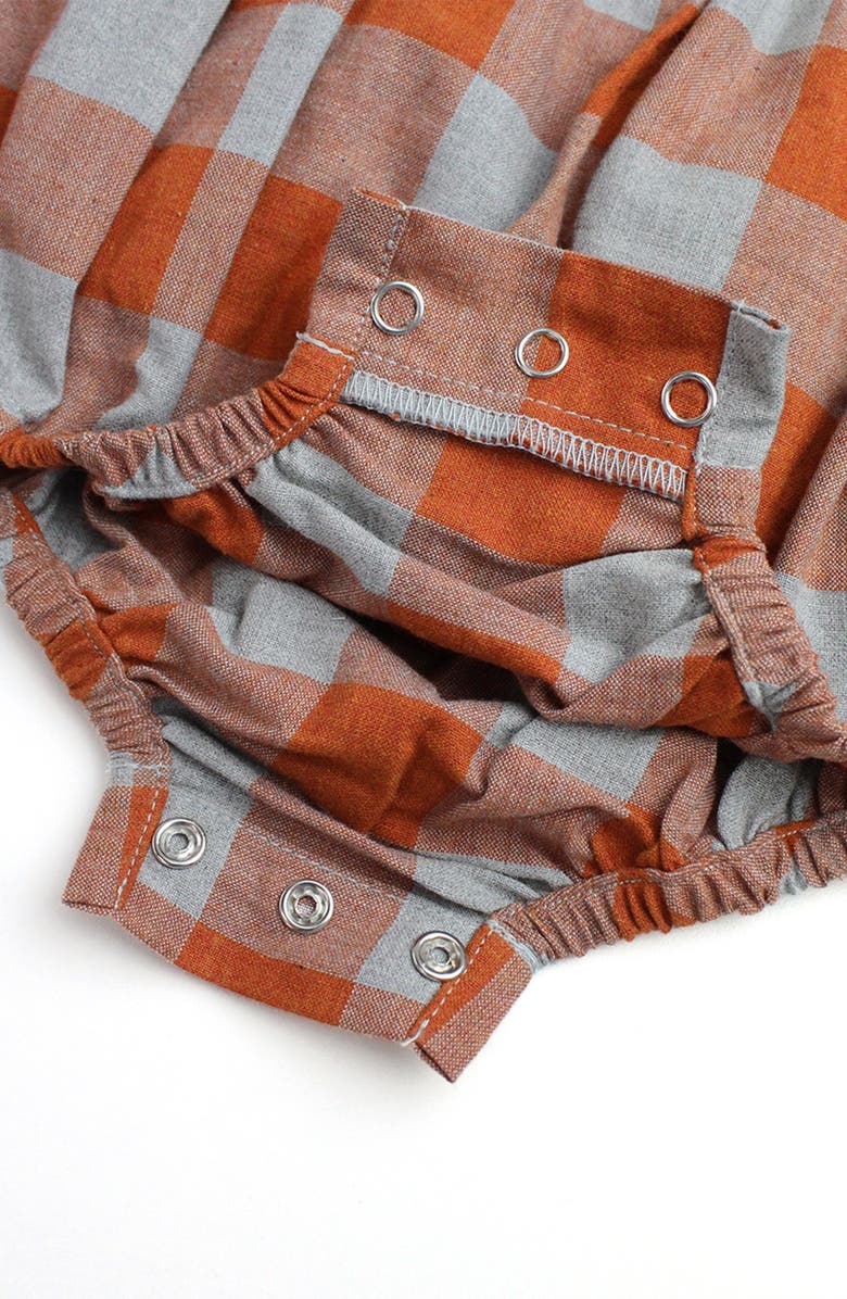 RuffleButts Buffalo Check Cotton Bubble Romper & Tights Set | Nordstrom