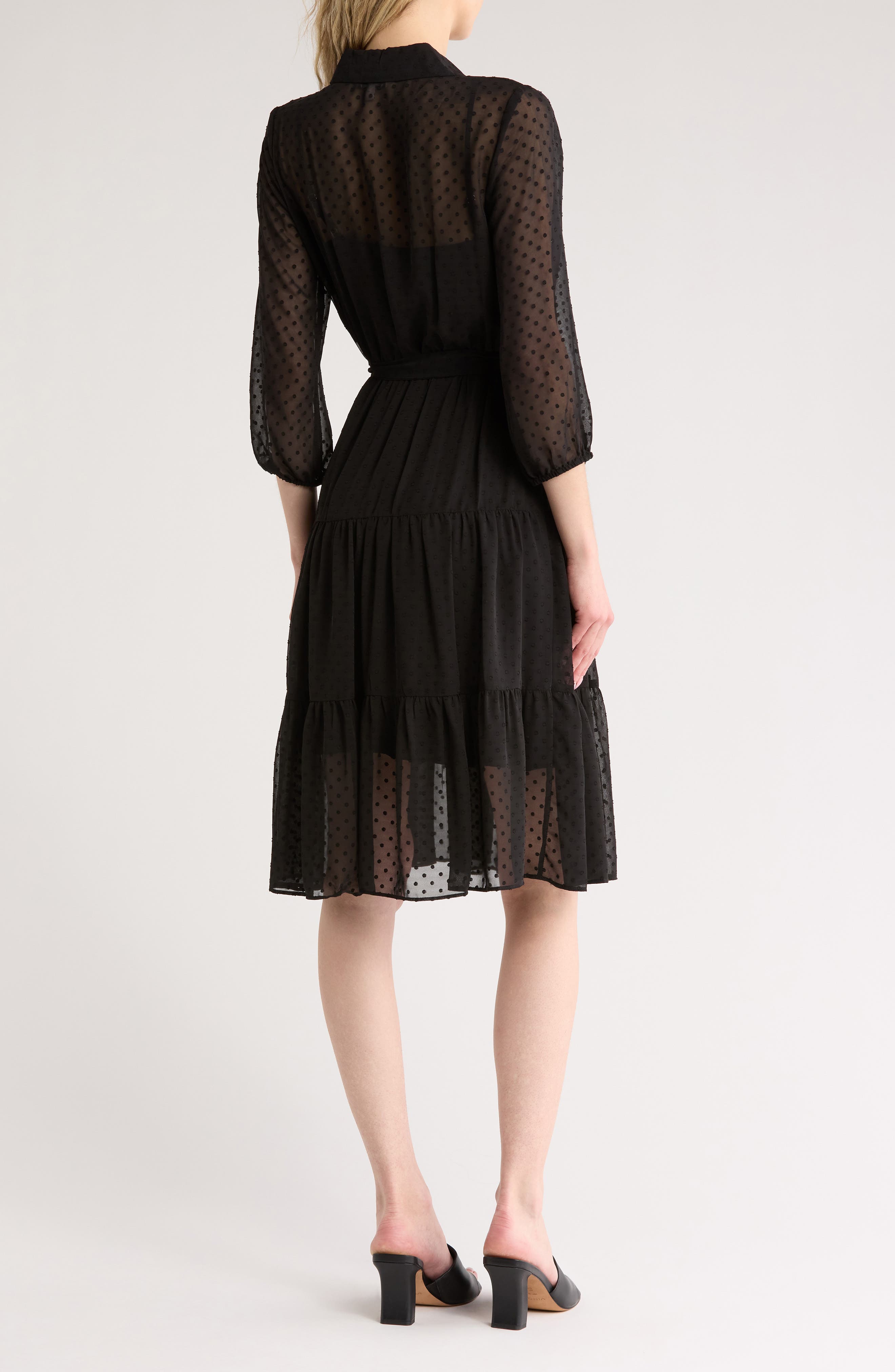 Nanette Lepore Medeline Clip Dot Jacquard Tiered Midi Dress | Nordstromrack