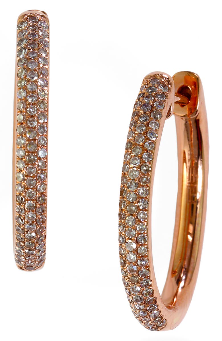 EFFY 14K Rose Gold Pavé Diamond Hoop Earrings - 0.45 ctw. | Nordstromrack