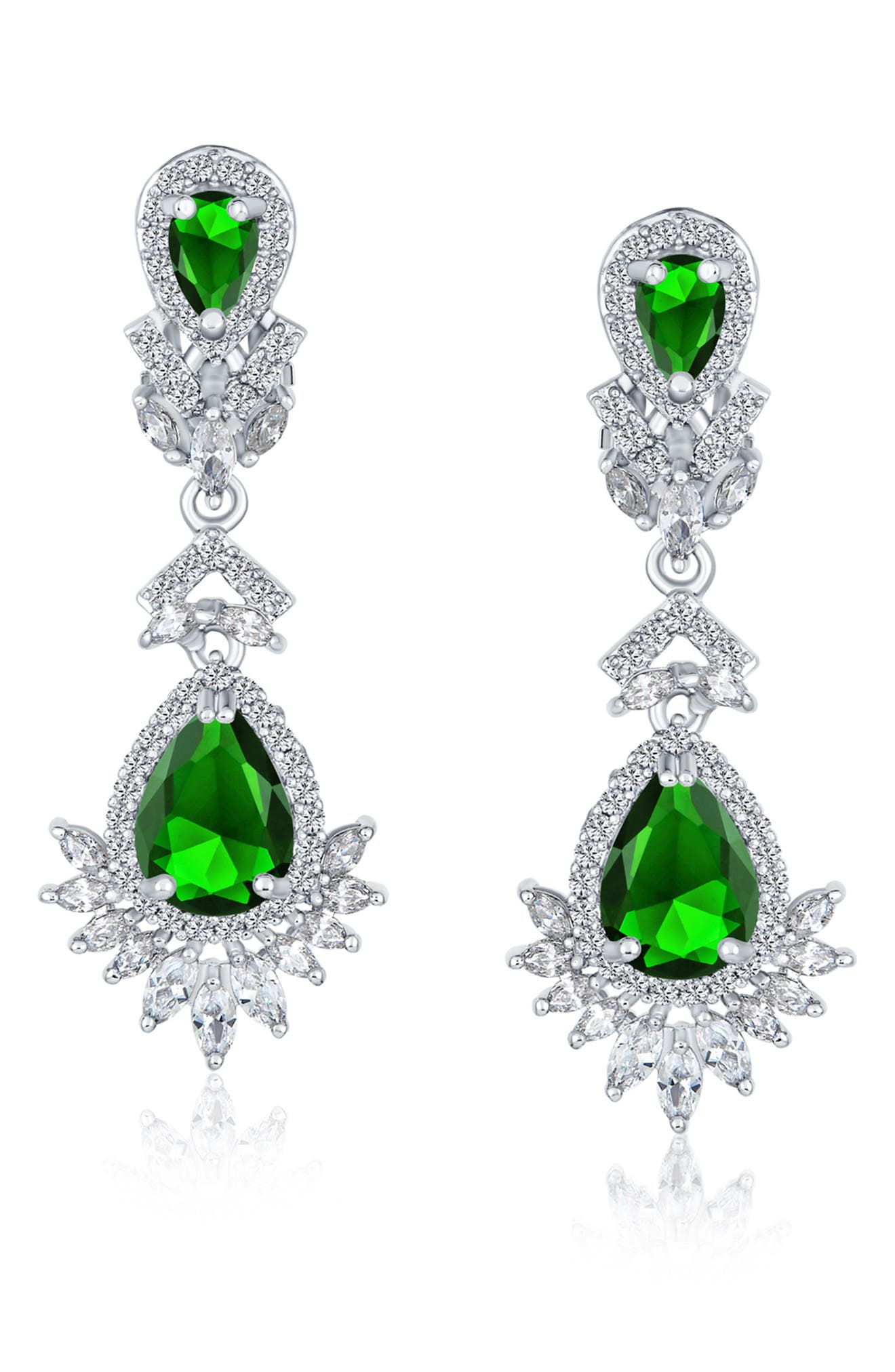 BLING JEWELRY Emerald Estate Drop Clip-On Earrings | Nordstromrack
