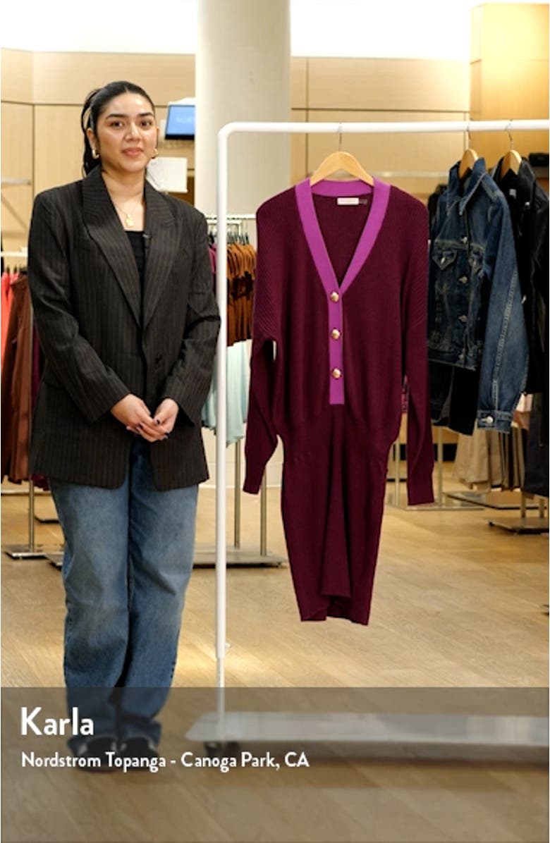 Ramy Brook Andrea Contrast Placket Long Sleeve Sweater Dress ...