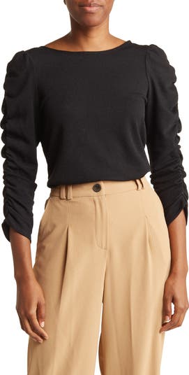 MAX STUDIO Ruched Sleeve Knit Top | Nordstromrack