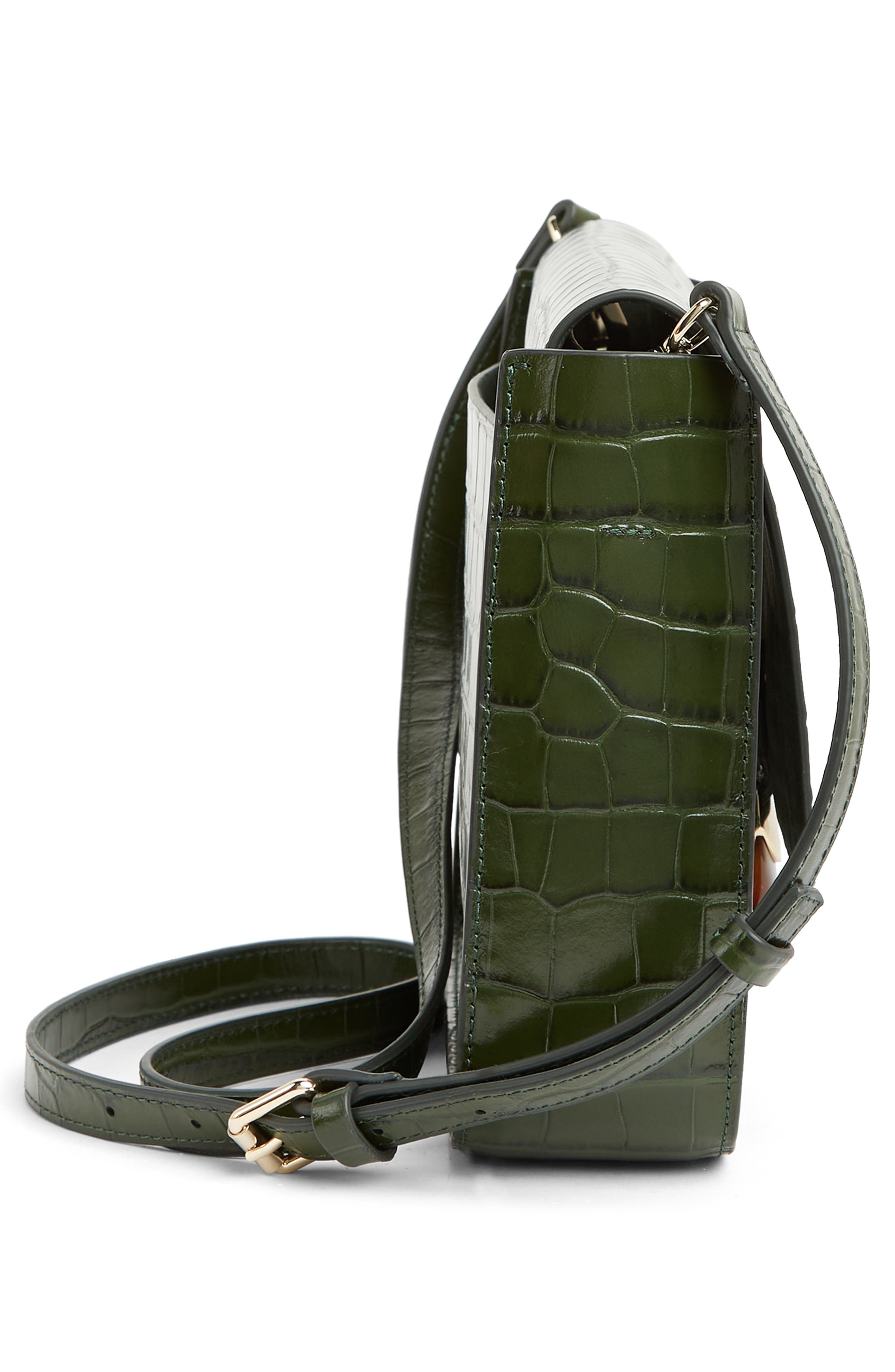 Loeffler Randall Lourdes Croc Embossed Leather Turned Out Crossbody Bag ...